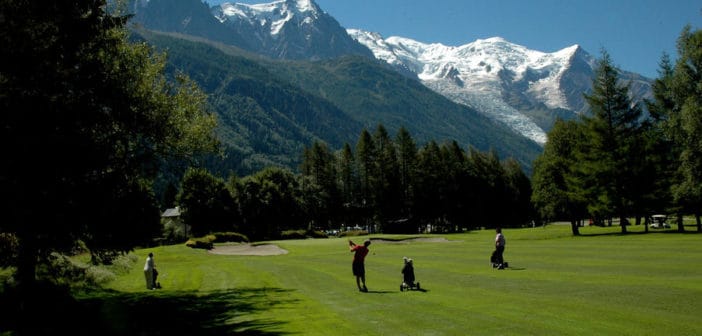 Beyond the Thickets of Trees is Golf Club de Chamonix Mont-Blanc